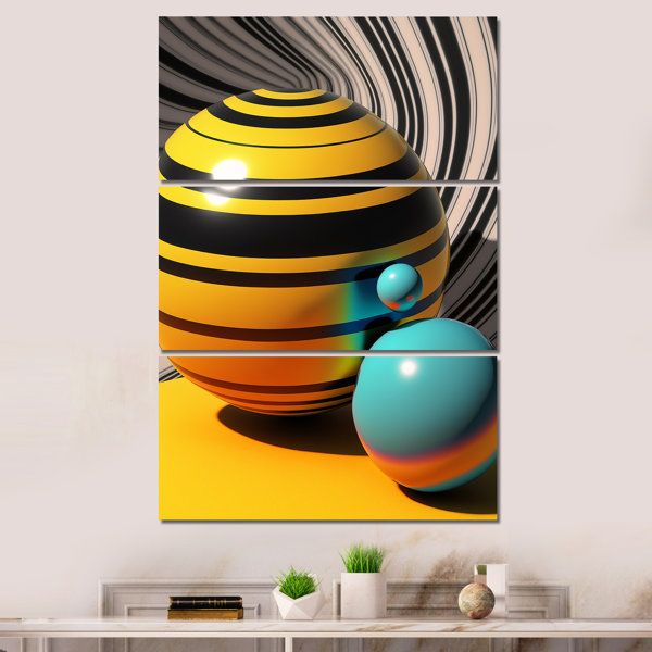Orren Ellis Moneeb Pop Art Colorful Spheres III On Canvas 3 Pieces ...