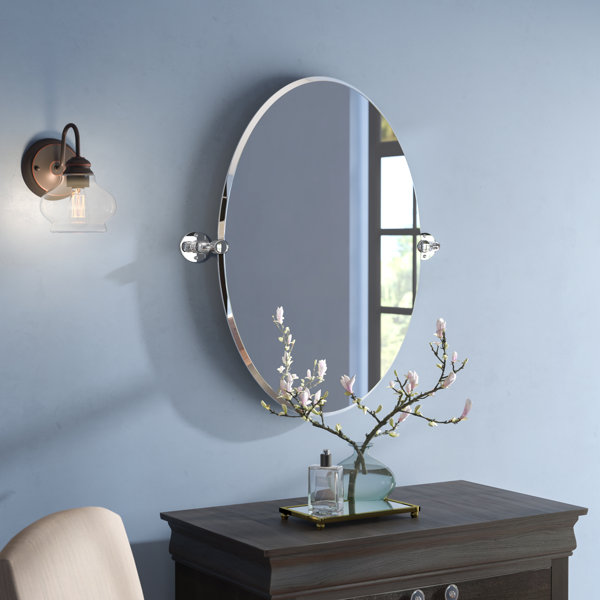 Gatco Café Modern Oval Bathroom Frameless Vanity Mirror | Pivoting ...
