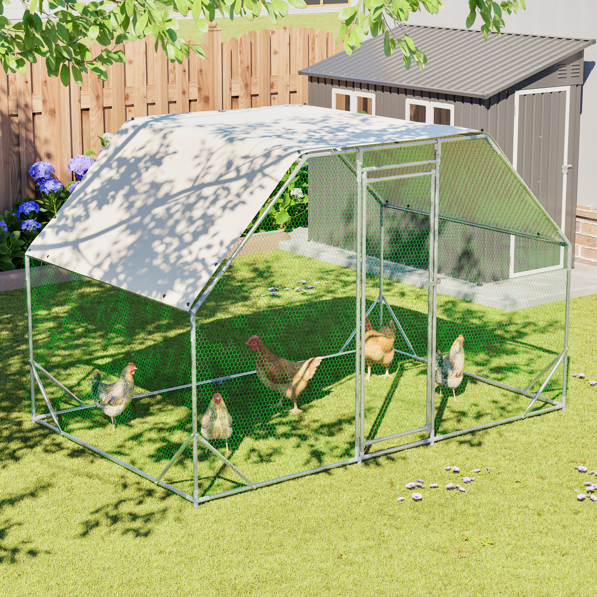Tucker Murphy Pet™ Davilla Metal Chicken Run Coop, Walk-in Poultry Cage ...