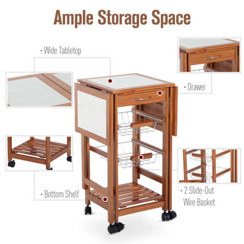 Ebern Designs Henman Tile Kitchen Cart & Reviews | Wayfair