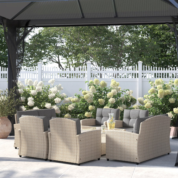 Sand & Stable Ensemble de conversation d'extérieur en osier / rotin ...