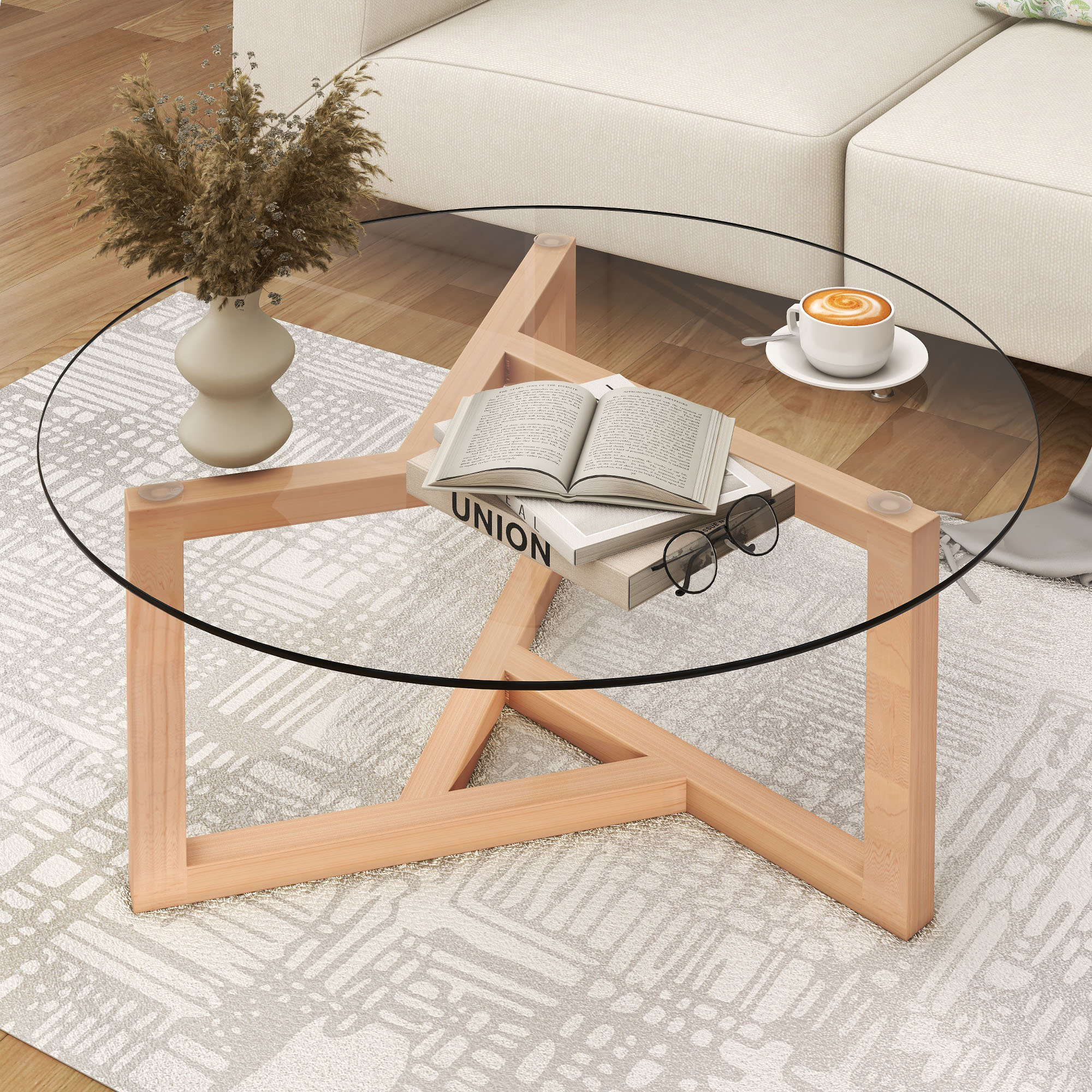 Ebern Designs Quennie Solid Wood Frame Coffee Table & Reviews | Wayfair