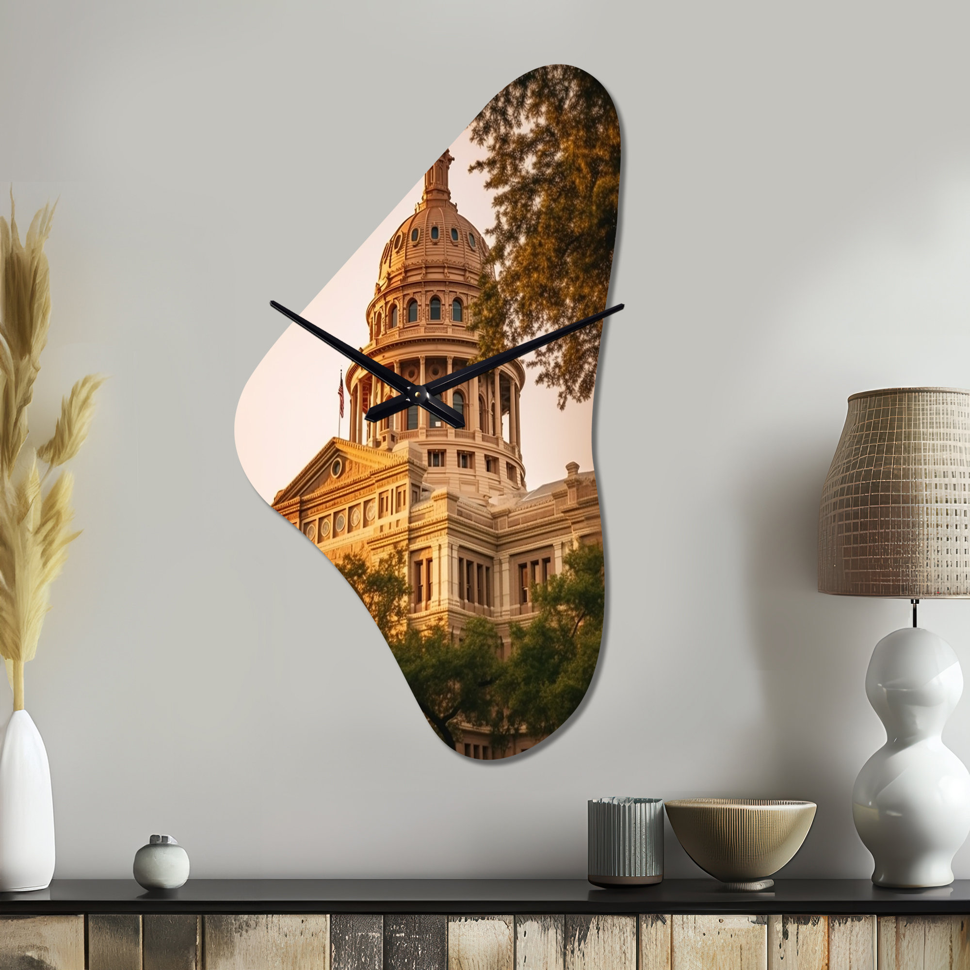 East Urban Home Peh - Boomerang Shape Unique Texas Wall Clock | Wayfair