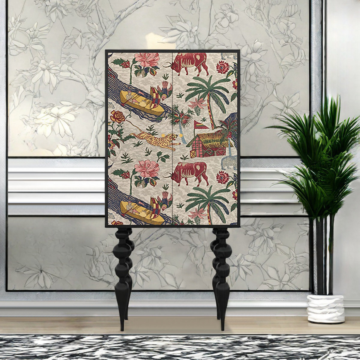 Morpho Nest Creations French cream style living room decorative cabinet ...