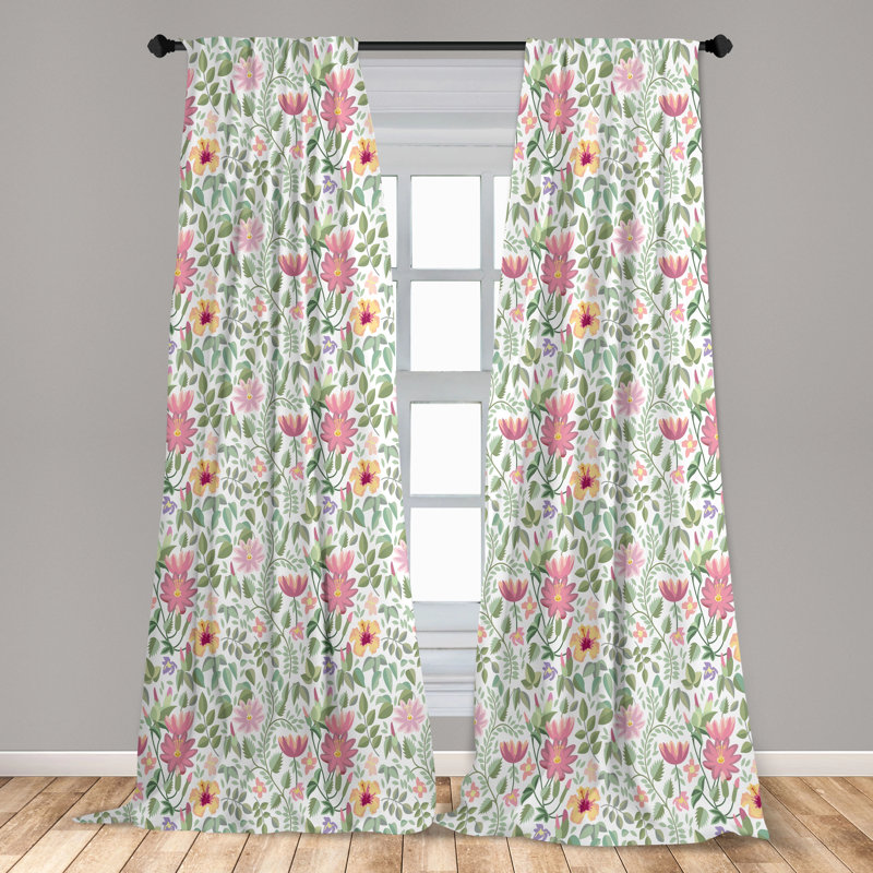 Ambesonne Garden Floral Semi-Sheer Rod Pocket Sliding Panel & Reviews ...