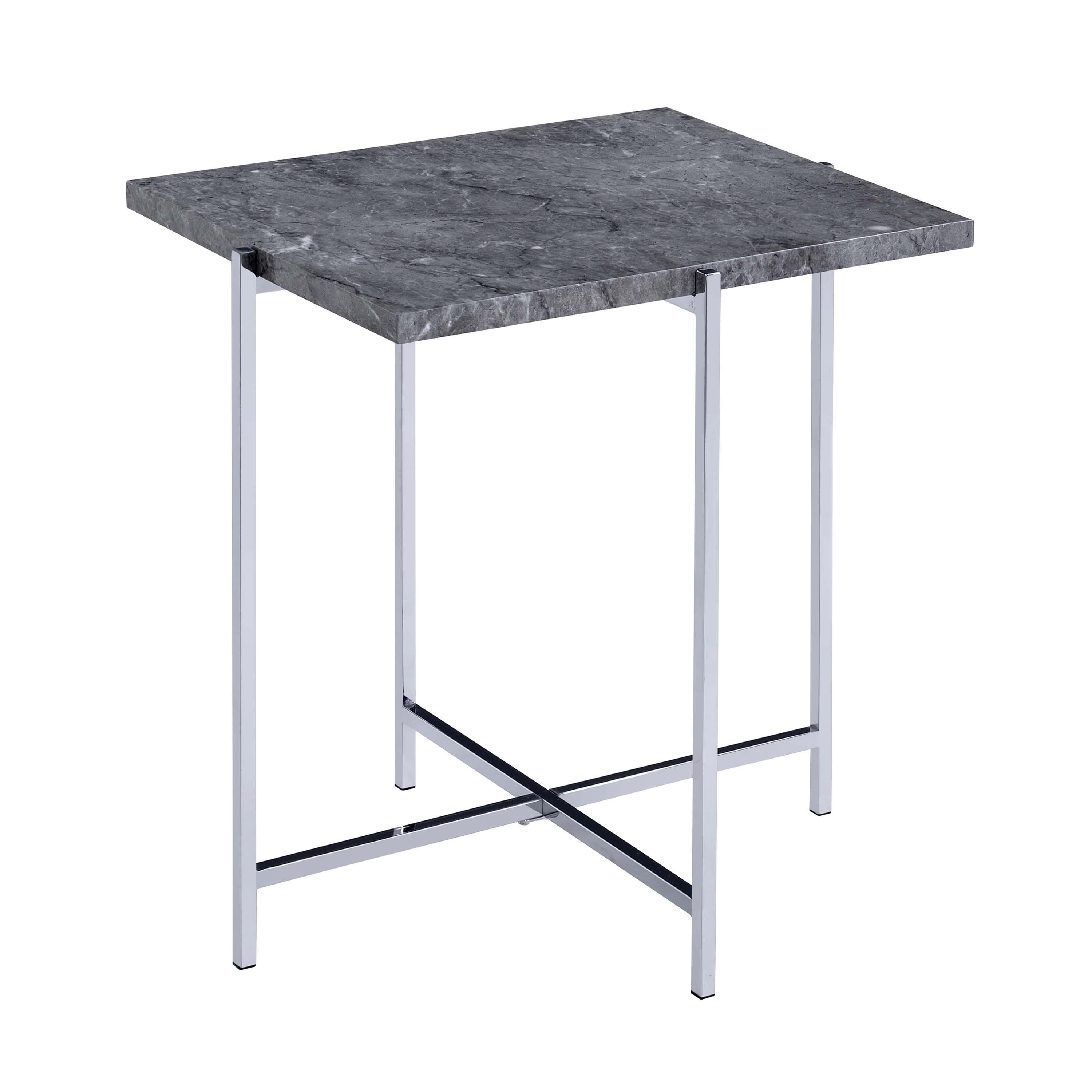 Ivy Bronx Grey and Chrome Rectangle End Table | Wayfair
