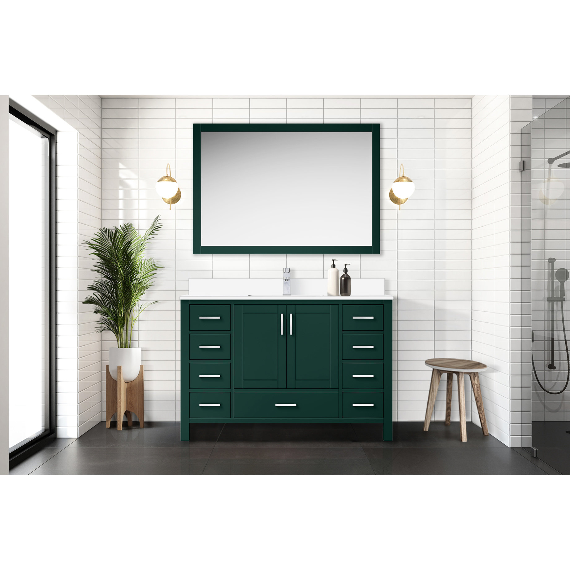 Winston Porter 48x22 Bath Vanity With Marble Surface - Solid Wood Frame Soft Close Technology To ...