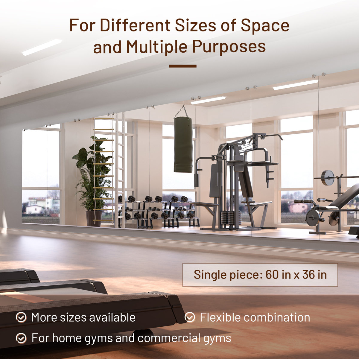 keonjinn Full Length Rectangle Wall Mirror Home Gym Mirror Dance Studio ...