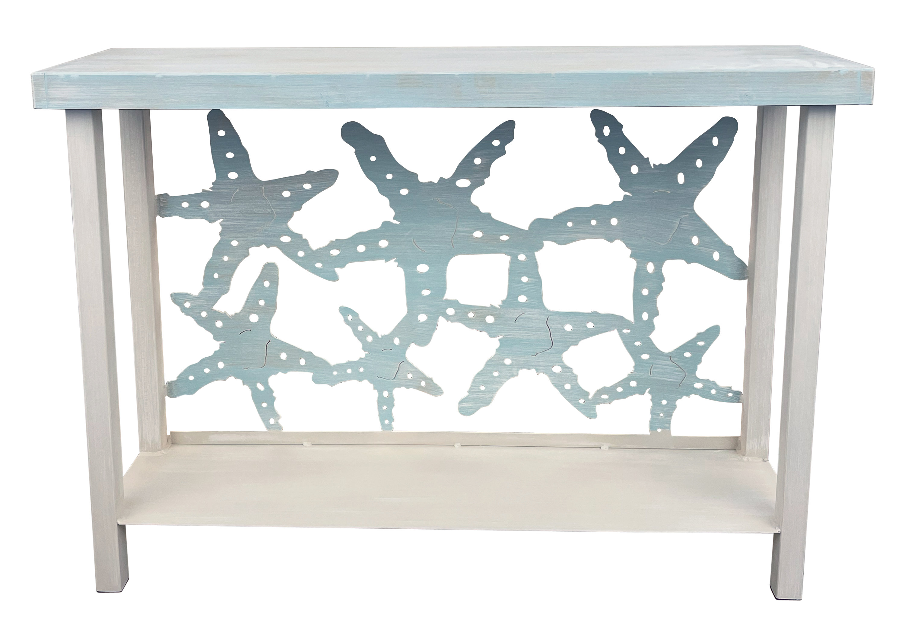 Beachcrest Home™ WEATHERED COTTAGE/BEACHSIDE IRON RECTANGLE SOFA TABLE WITH STARFISH ACCENT ...