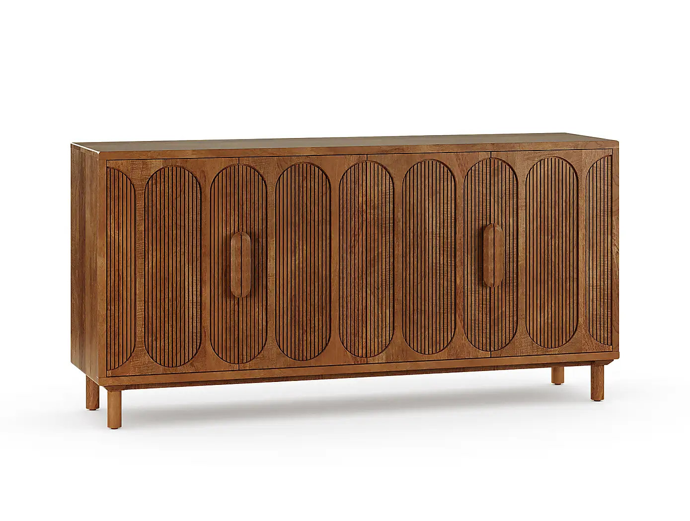 Winston Porter Solid Wood Sideboard Cabinet TV Console Latte Pine Wood ...