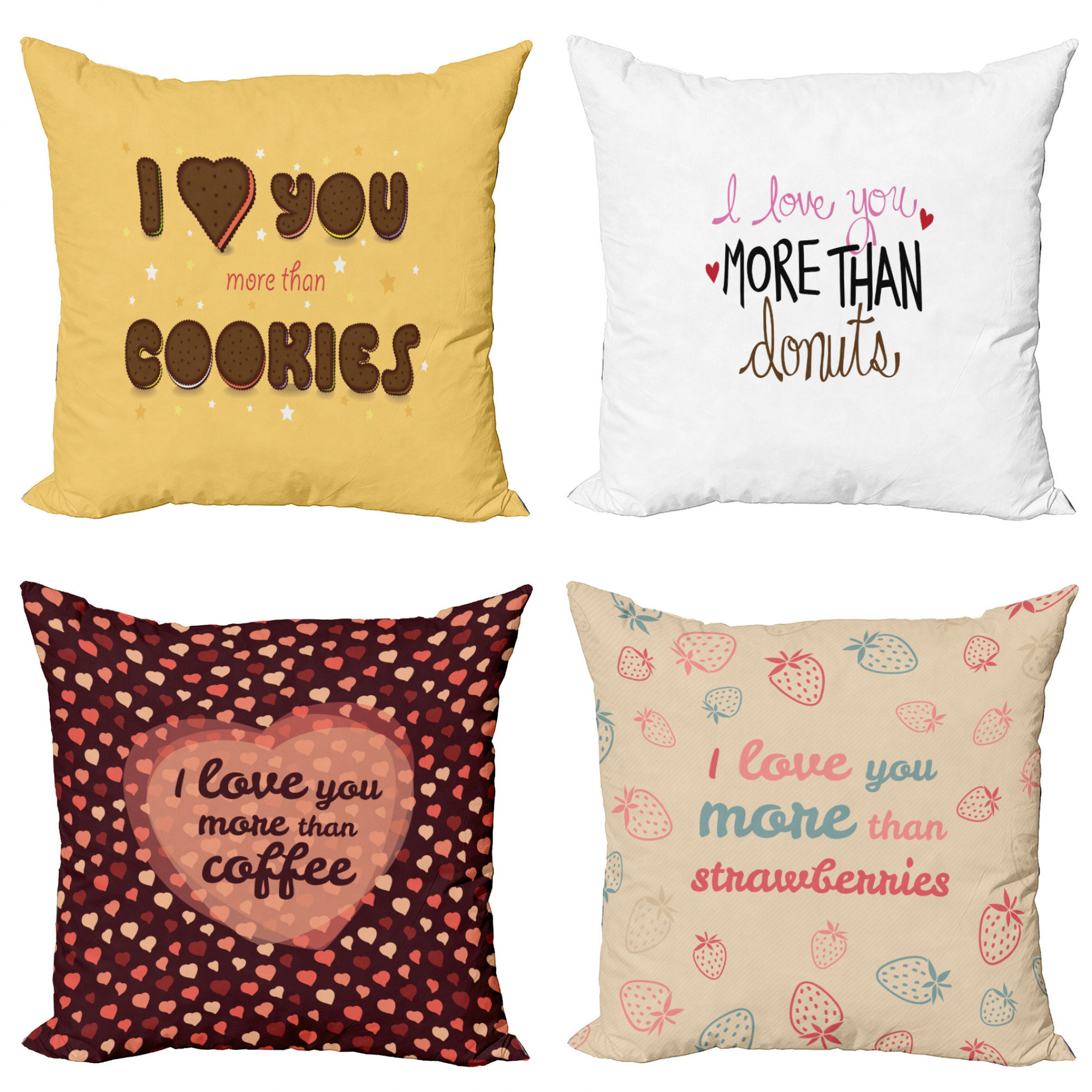 Ambesonne I Love You More Than Cookies Donuts Coffee Strawberry ...