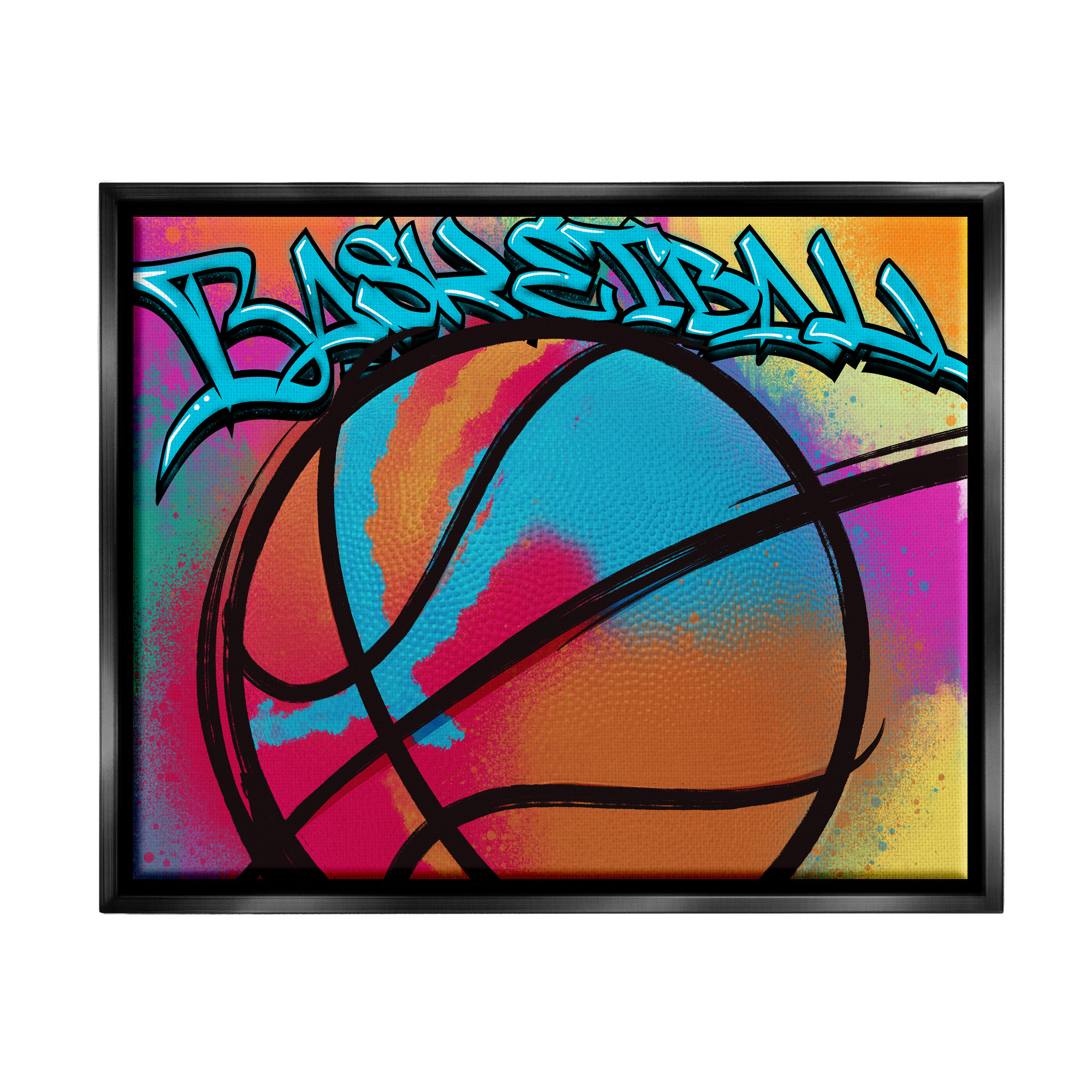 Stupell Industries Urban Sports Basketball Framed On Canvas by Marcus ...