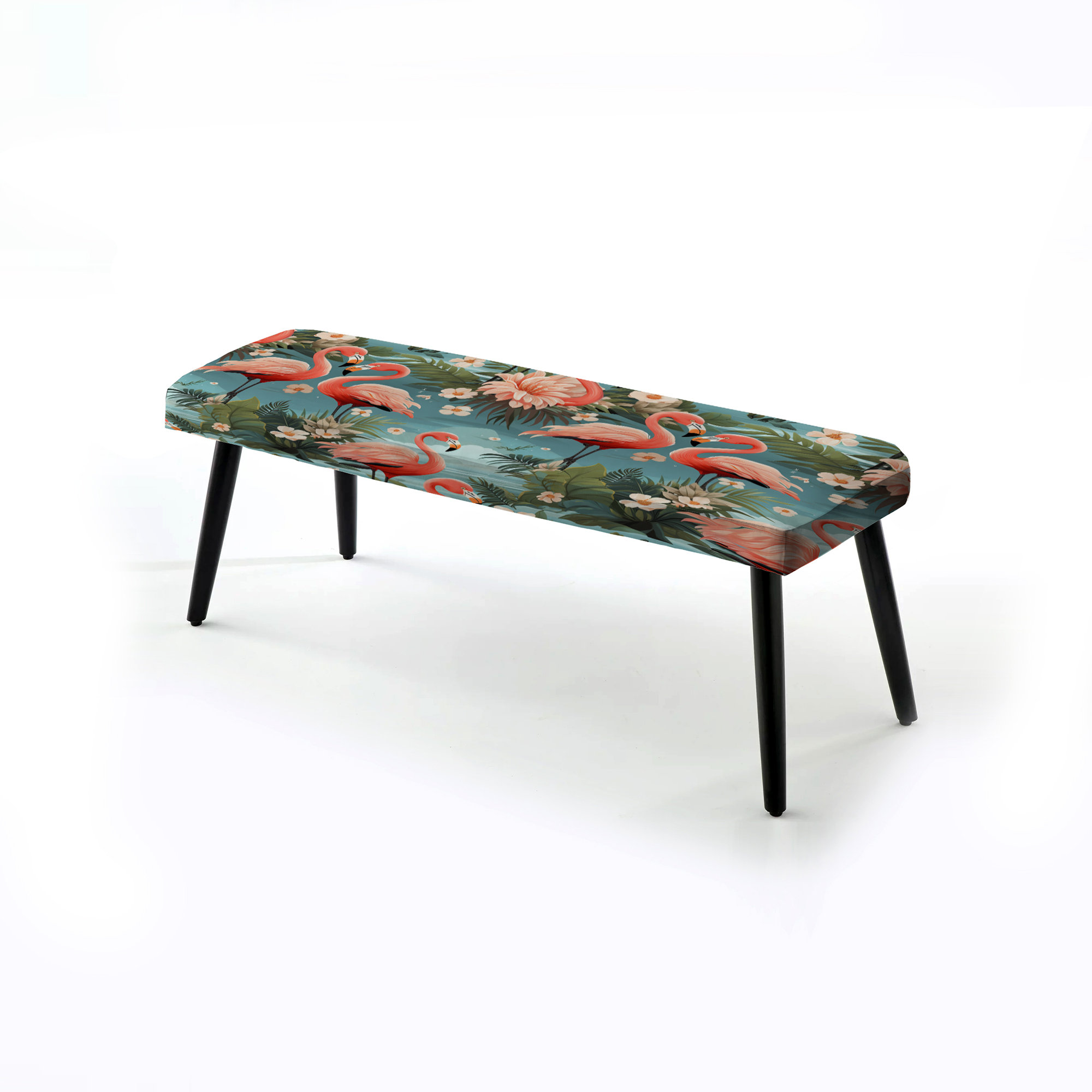 East Urban Home Tulley - Animal Print Upholstered Black Bench | Wayfair