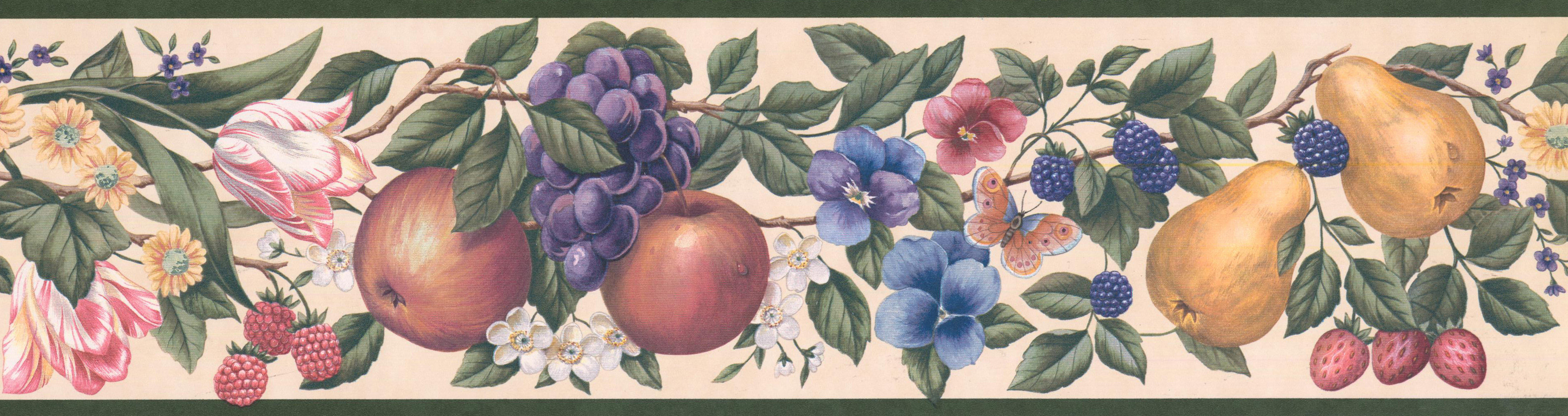 Fleur De Lis Living Kumar Fruits and Flower 15' L x 5.25" W Wallpaper ...