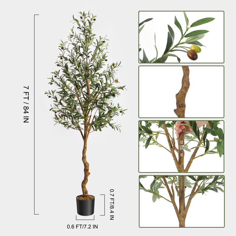 Primrue Artificial Olive Tree 7FT(84In) Tall Faux Silk Olive Trees ...