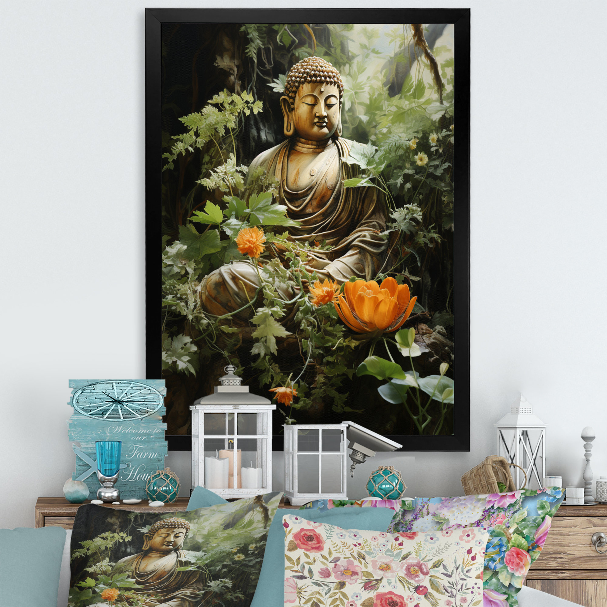 Dakota Fields Green Buddhist Art Buddhas Serene II - Buddhism Wall ...