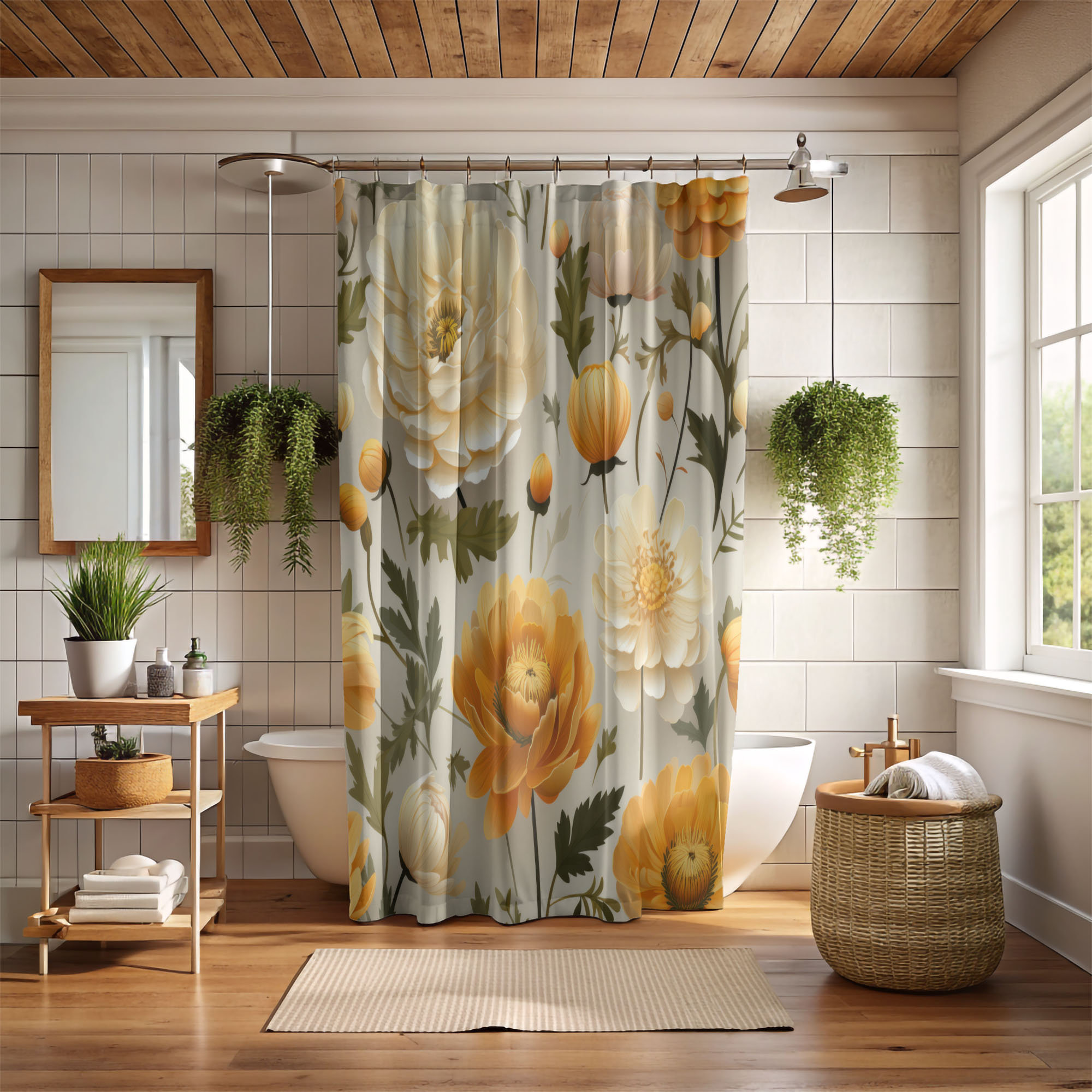 East Urban Home Radiant Marigold - Premium Shower Curtain | Wayfair
