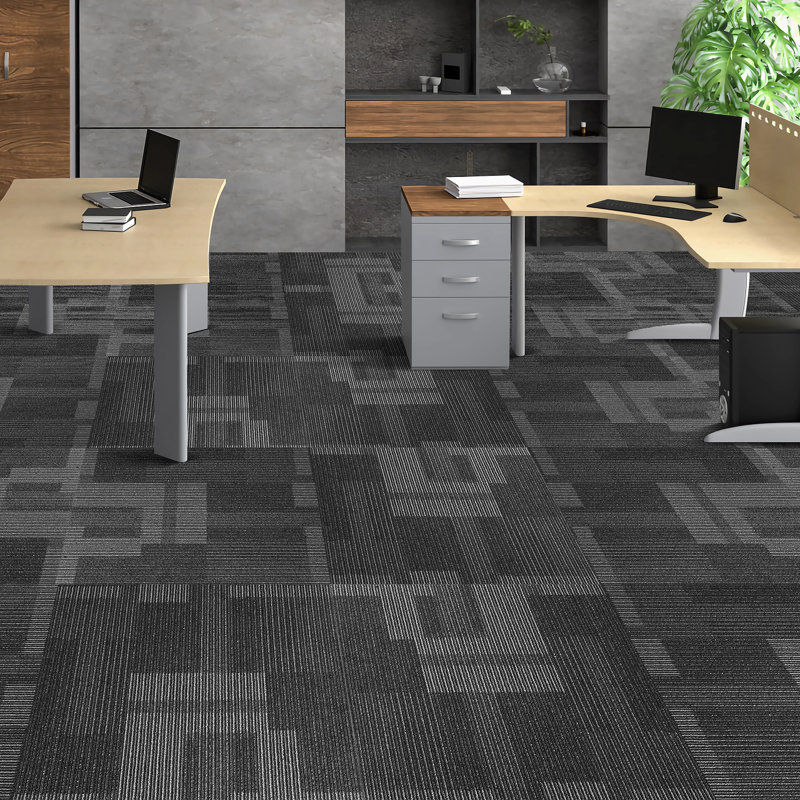 VEVOR 24'' W x 24'' L Level Cut And Loop Polyester Carpet Tile ...