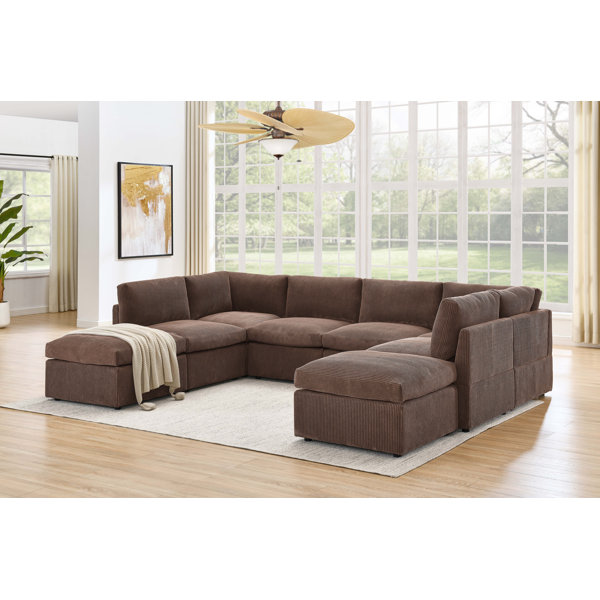 Wade Logan® Arvill 8 - Piece Corduroy Sectional & Reviews | Wayfair