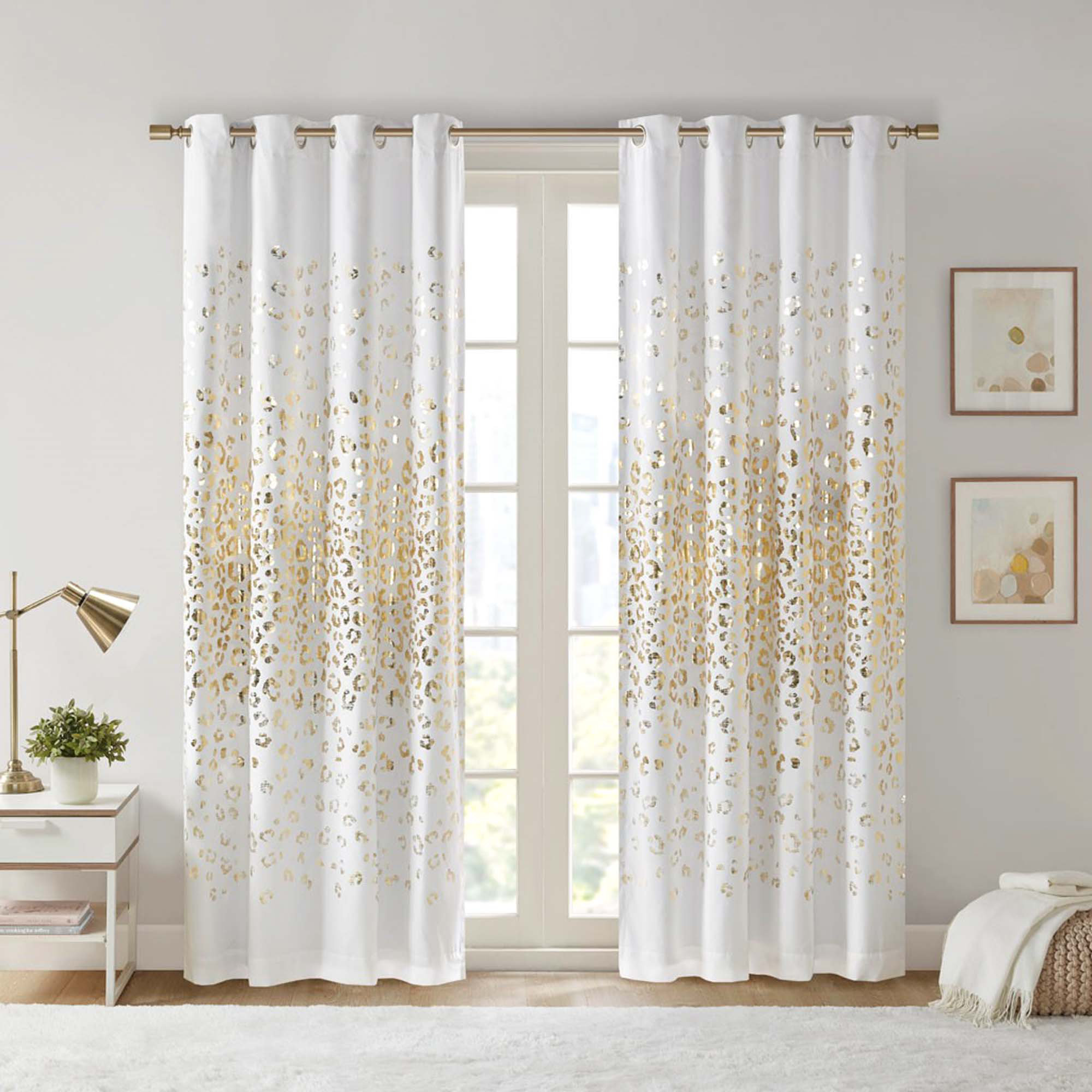 Mercer41 Grommet Top Metallic Animal Printed Total Blackout Curtain ...