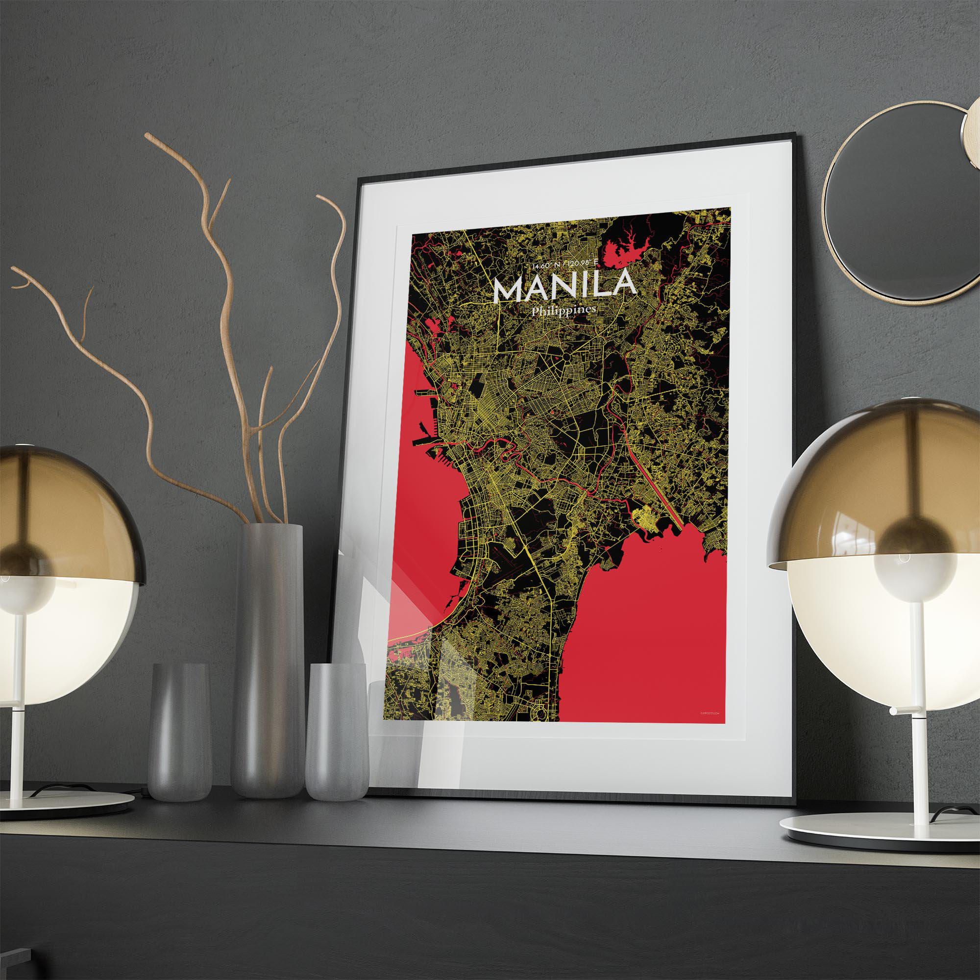 LoftDesigns Manila City Map in Contrast - Graphic Art Print on Paper ...