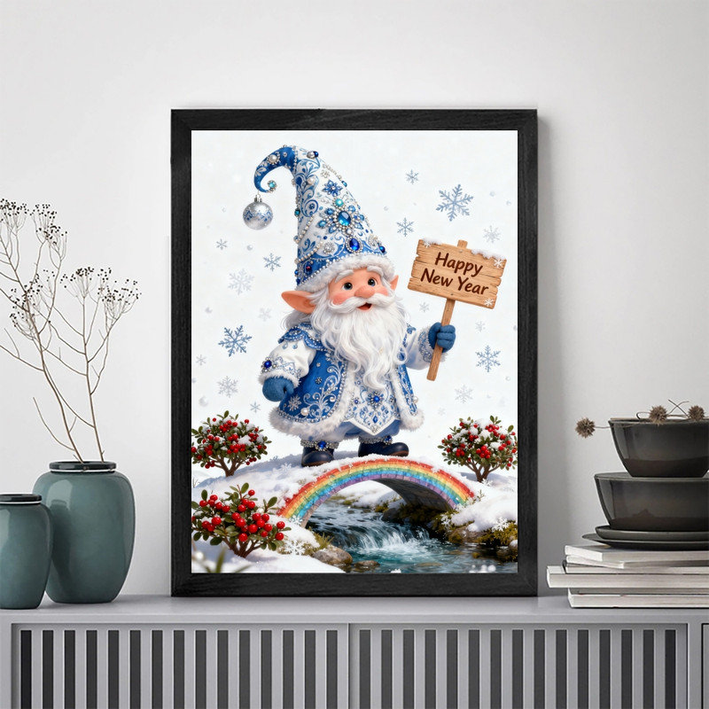 Winston Porter Black Framed New Year Elf Wall Art Whimsical Festive ...