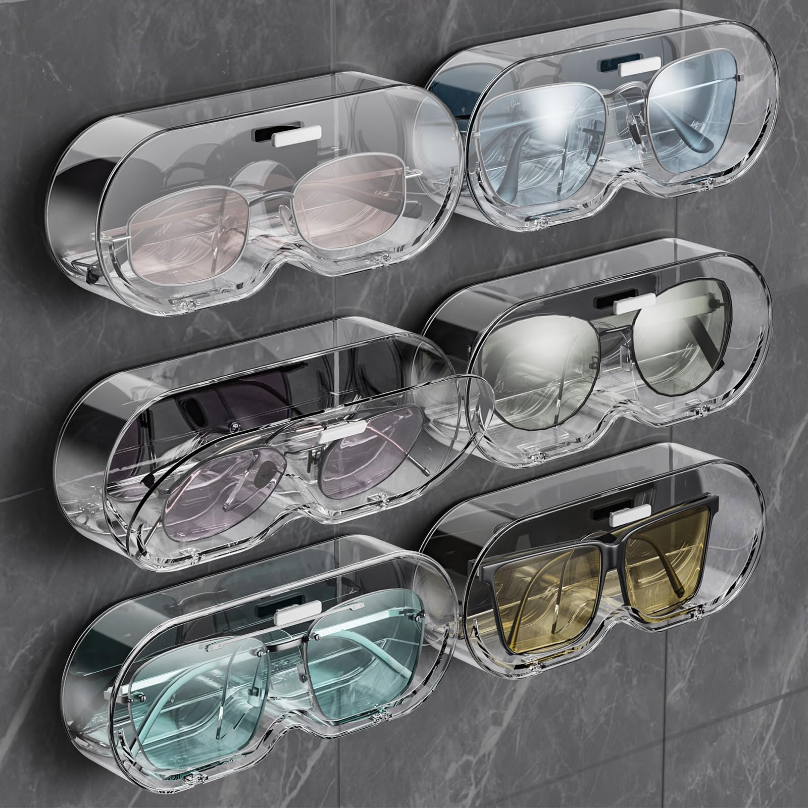 Rebrilliant 6Pack Clear Sunglasses Organizer, Wall Mounted Glasses ...