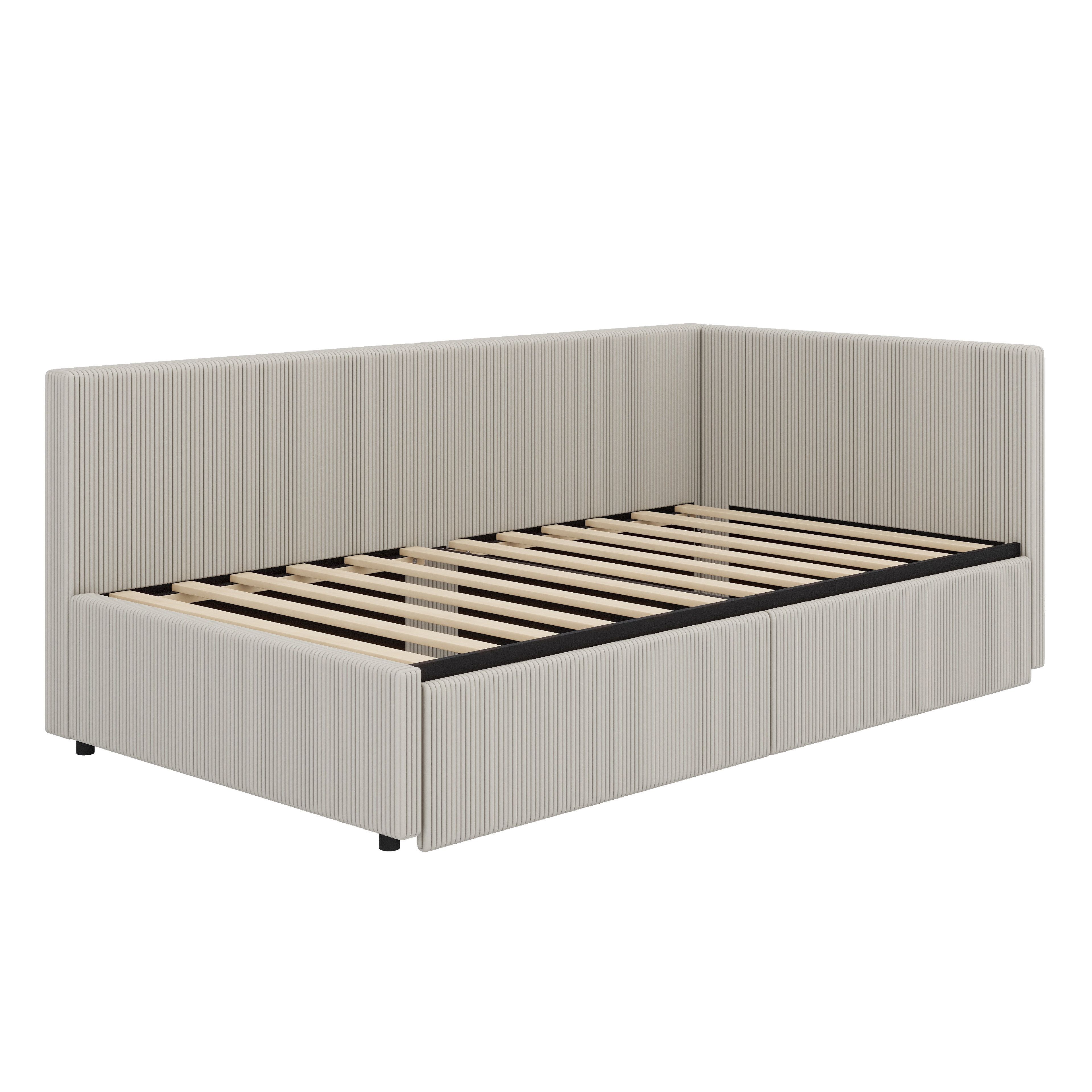 FURNITURE FACTORY OUTLET, LLC L Shape Corner Bed, Upholstered Daybed ...