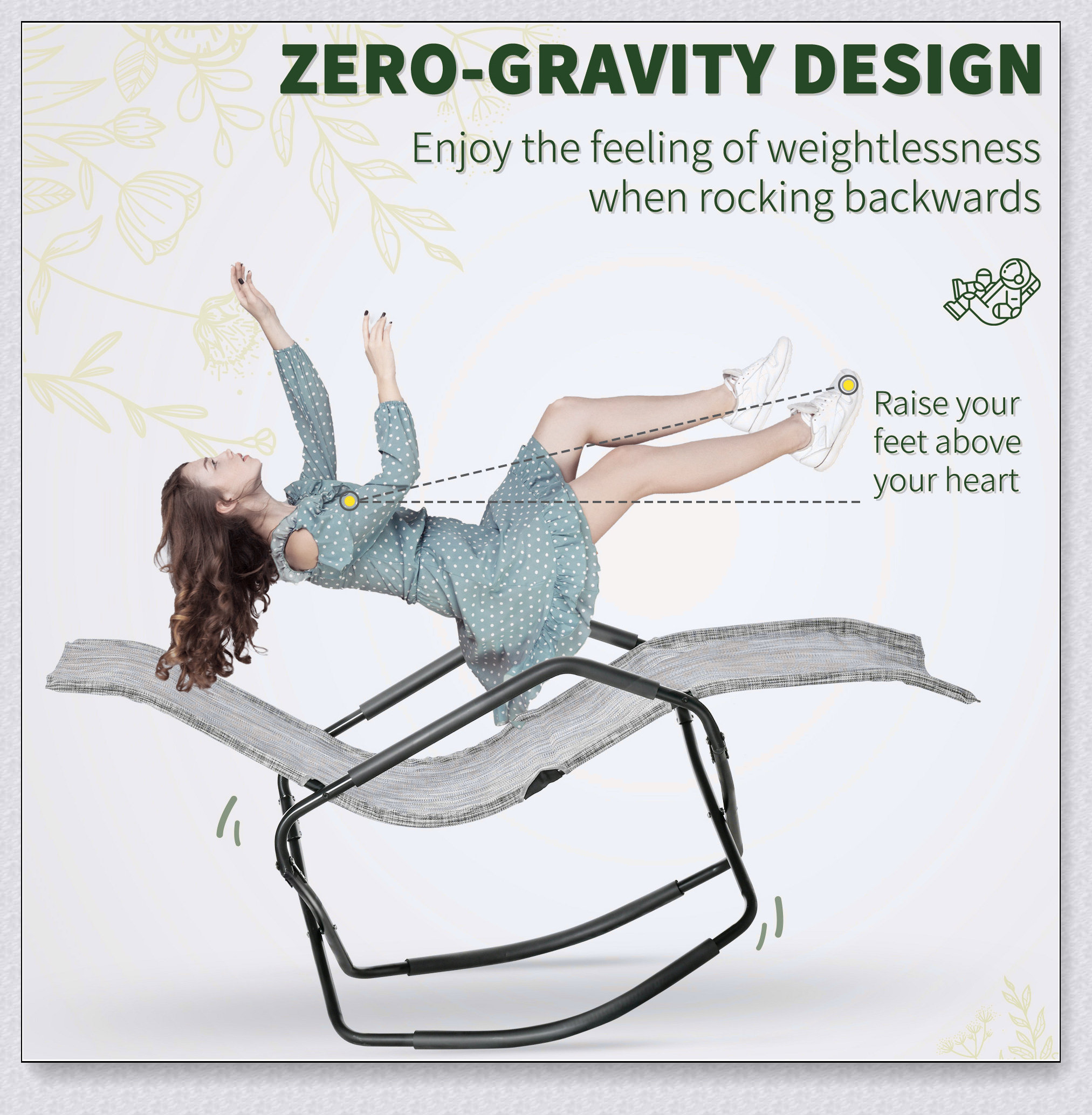 Arlmont & Co. Rocking Sun Lounger, Chaise Lounge Rocker for Sunbathing ...