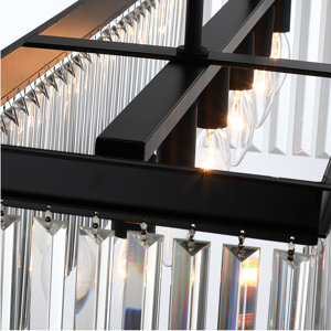 Mercer41 Neilina 6 - Light Glass Dimmable Square / Rectangle Chandelier ...