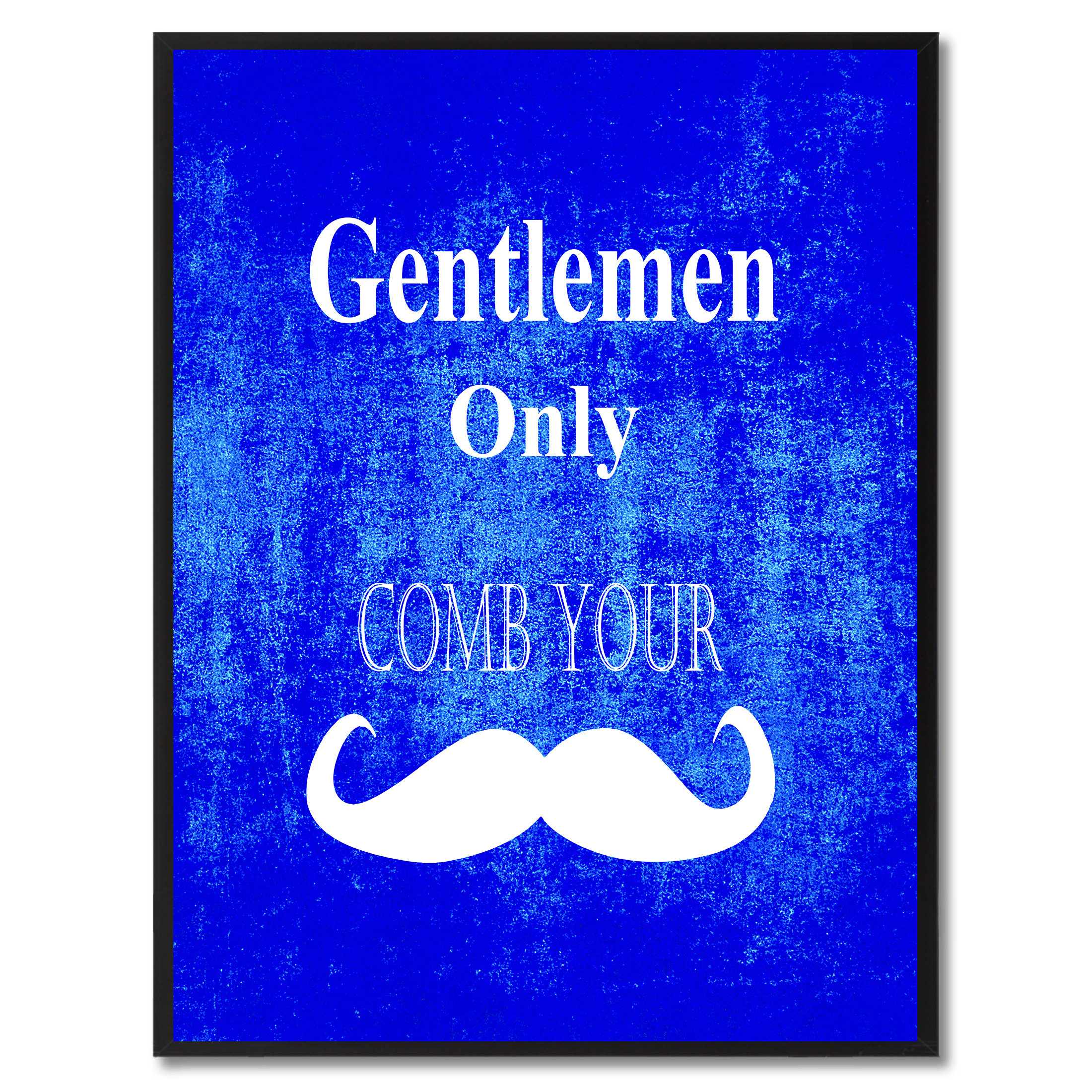 Trinx Gentlemen Only Sign Blue Print on Canvas with Picture Frame ...