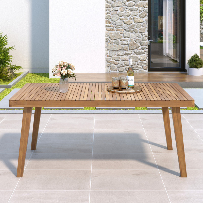 Dakota Fields Acacia Wood Outdoor Dining Table - Slatted Rectangular ...