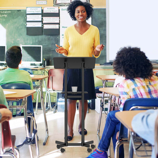 Costway 2 Pcs Mobile Lectern Podium With Tilting Top Storage Tray ...