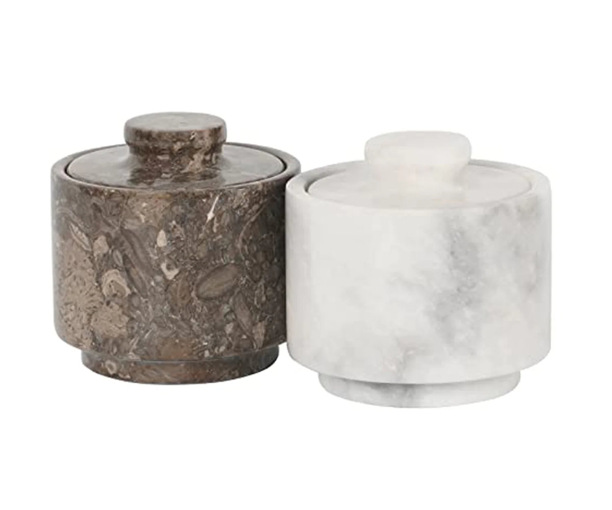 Marmor Krafts Handmade Marble Salt Cellar Set with Lidded Pieces for ...