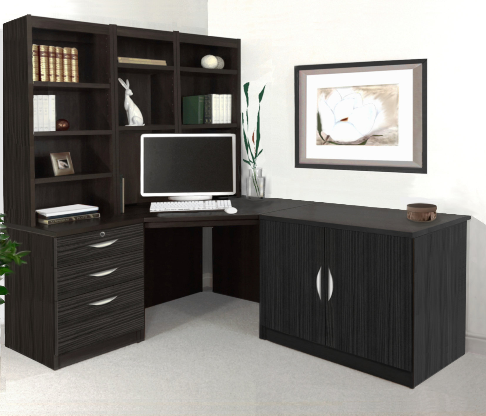 Ebern Designs Brelynn 5 Piece L-Shape Computer Desk Office Set with ...