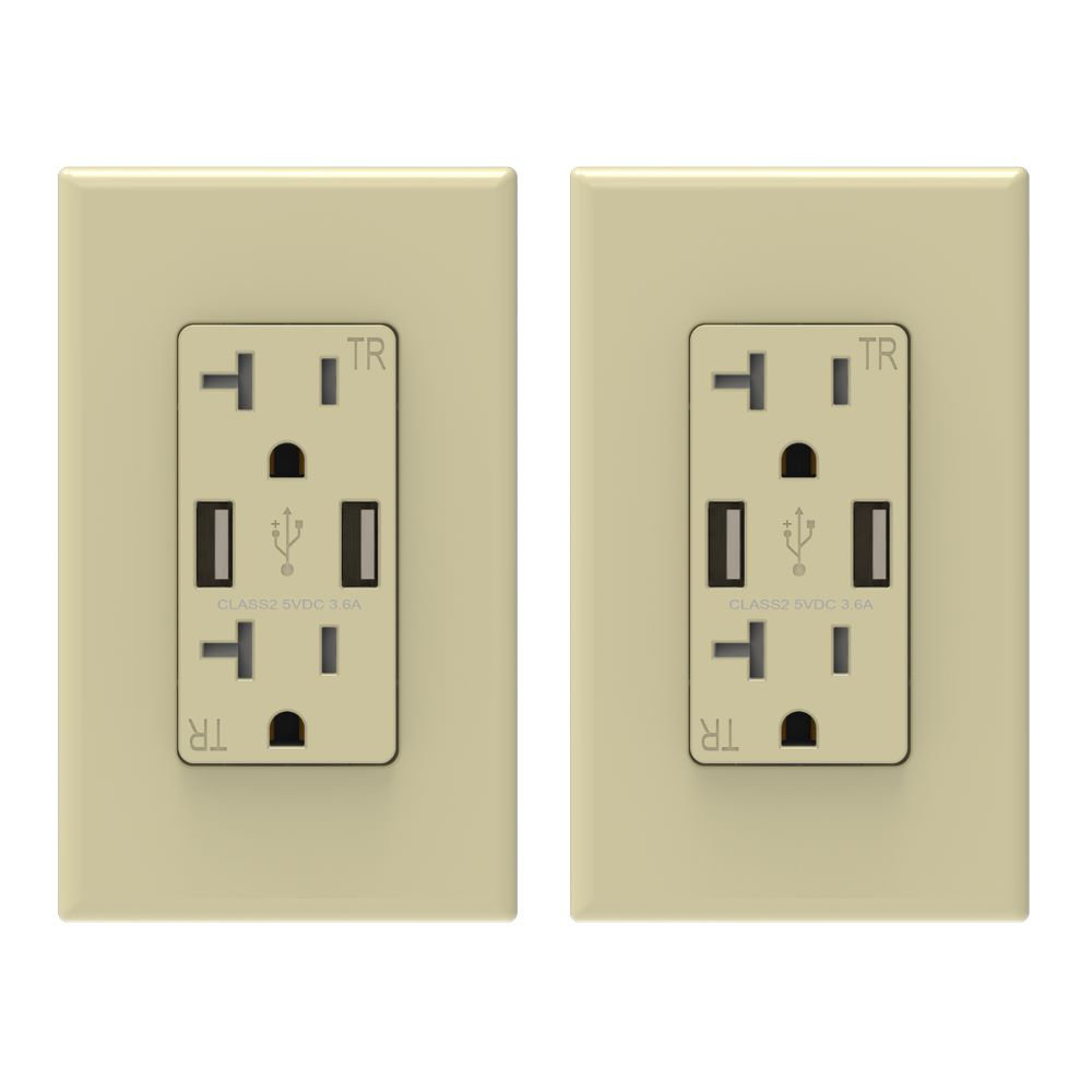 ELEGRP 20 Amps Tamper Resistant Duplex Outlet with USB Port | Wayfair