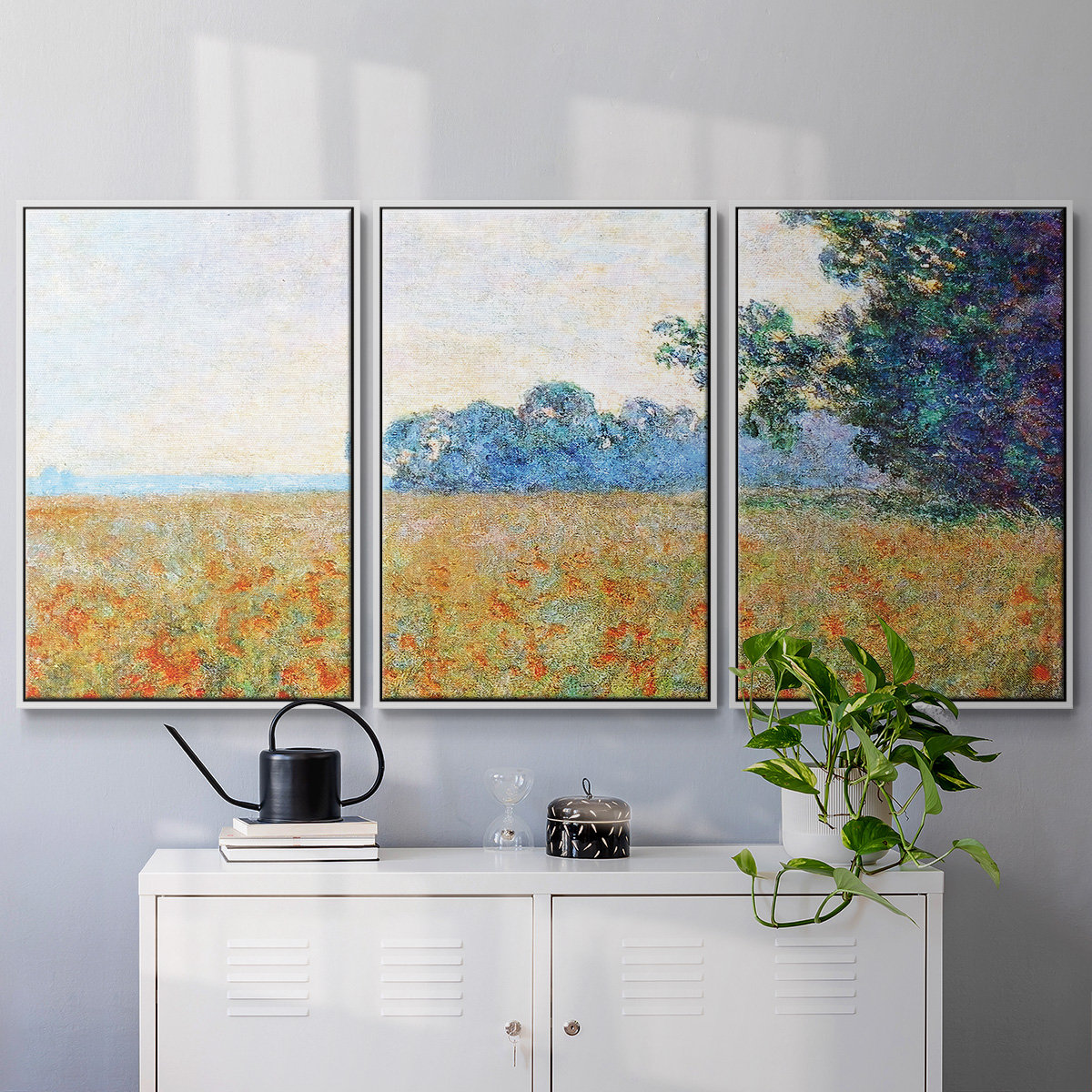 August Grove® Oat And Poppy Field, 1890 Framed On Canvas 3 Pieces Print ...