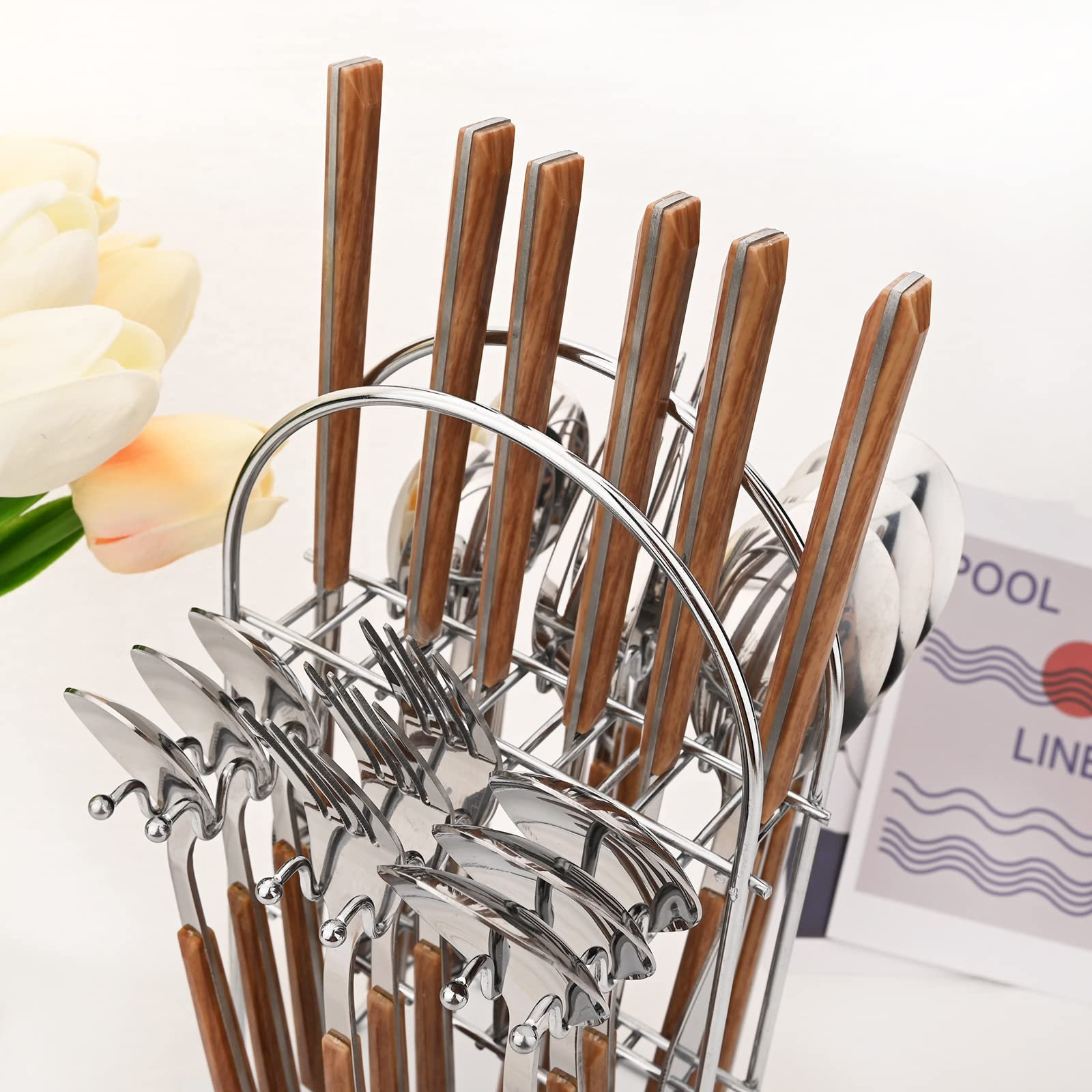 Latitude Run® 24-Piece Stainless Steel Silverware Set with Handles ...