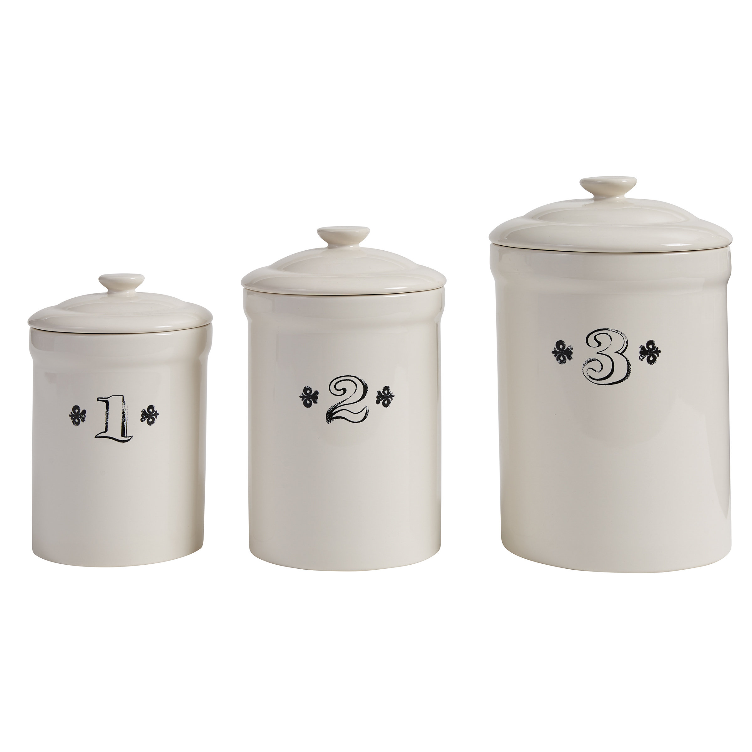 Bloomsbury Market Ironstone 3 Piece Kitchen Canister Set | Wayfair