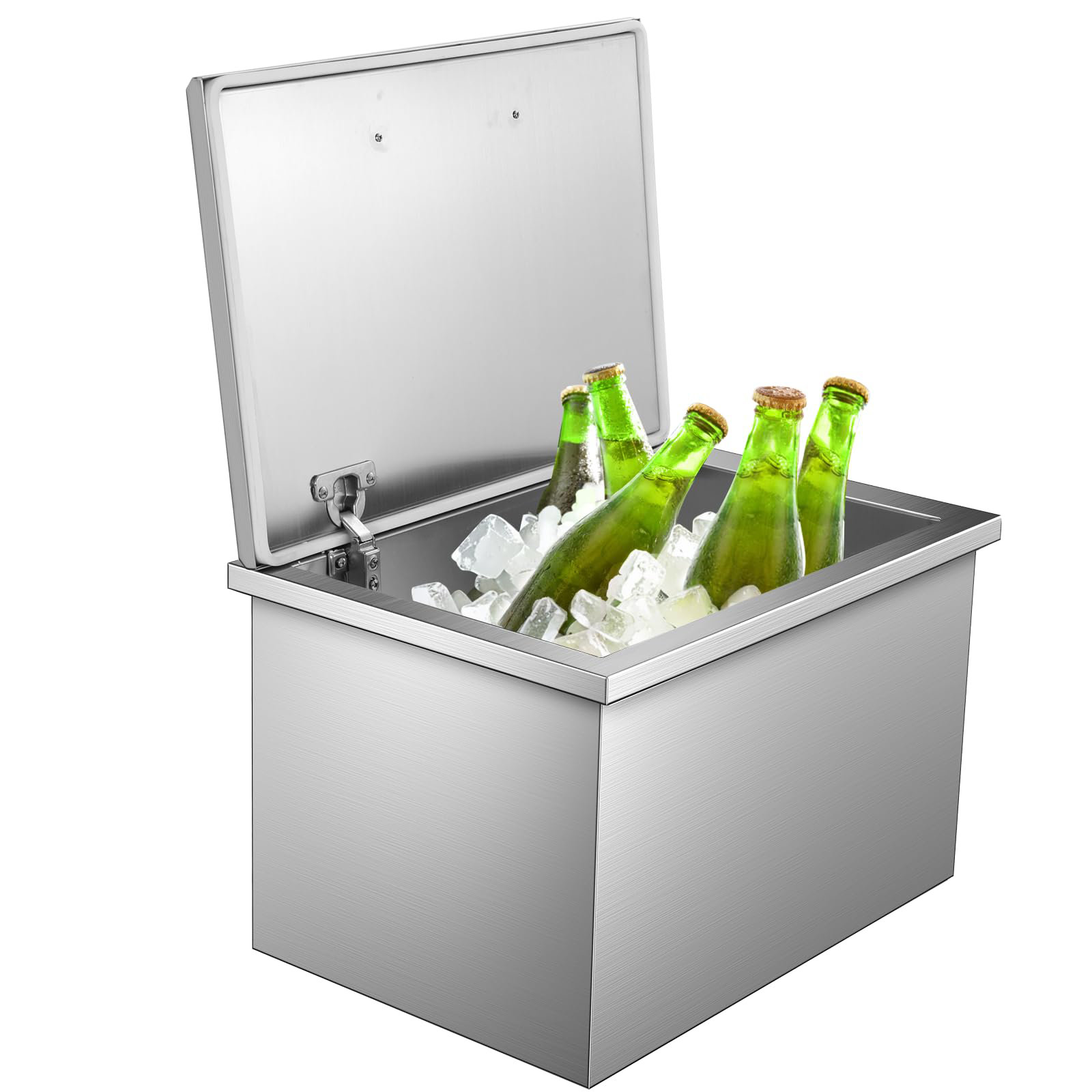 Yuan Home 32QT Drop-In Ice Bin, Stainless Steel Ice Chest Ice Cooler ...