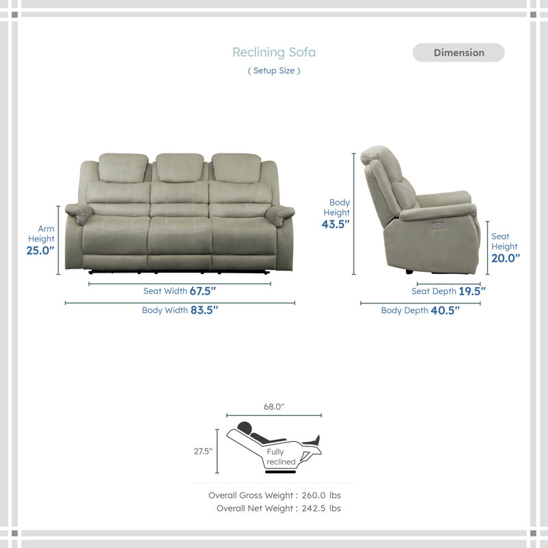 Latitude Run® Kadance 83.5" Microfiber Power Reclining Sofa | Wayfair