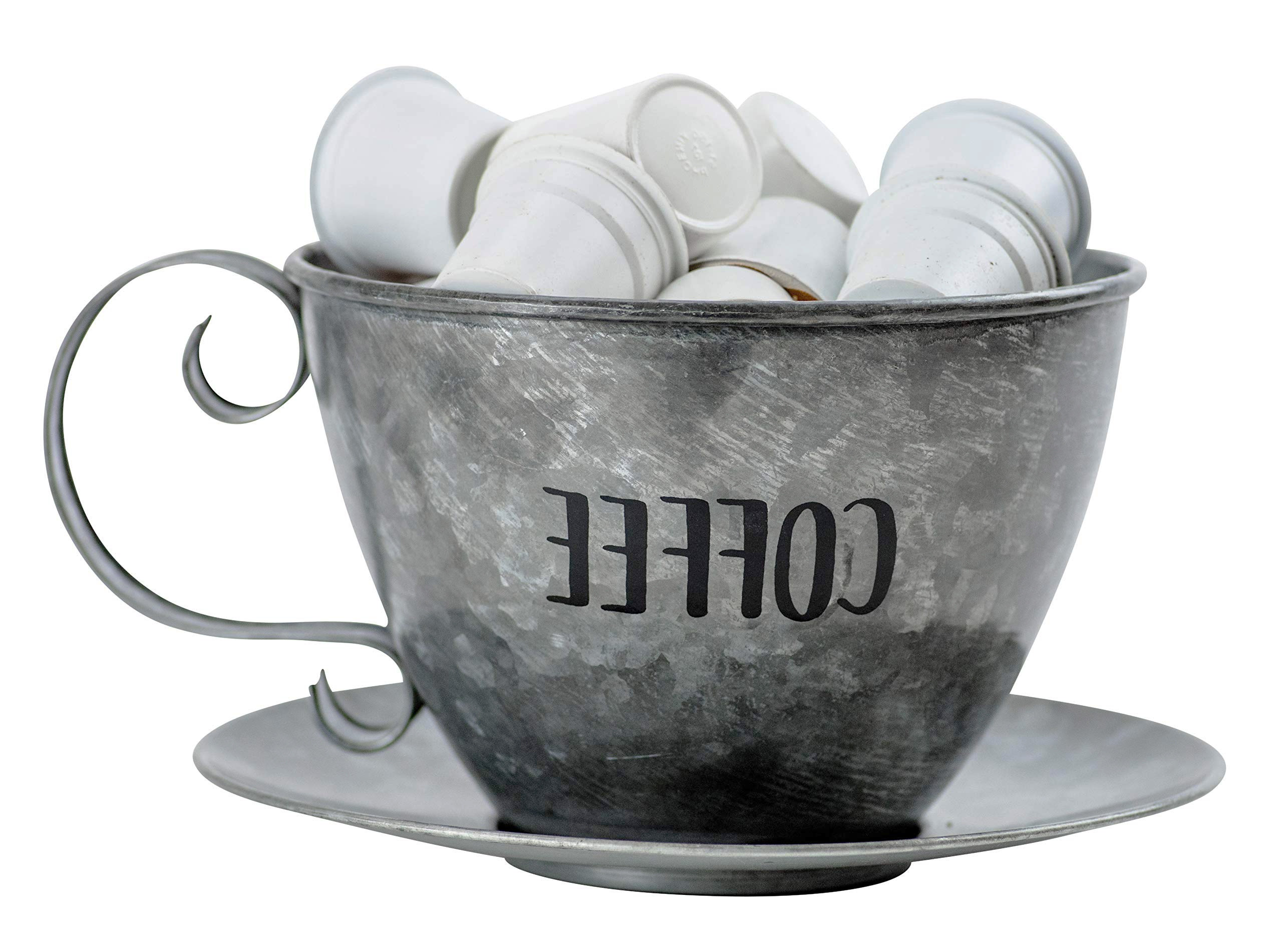 Sommerallee Cup & Saucer coffee capsule storage, galvanized metal ...