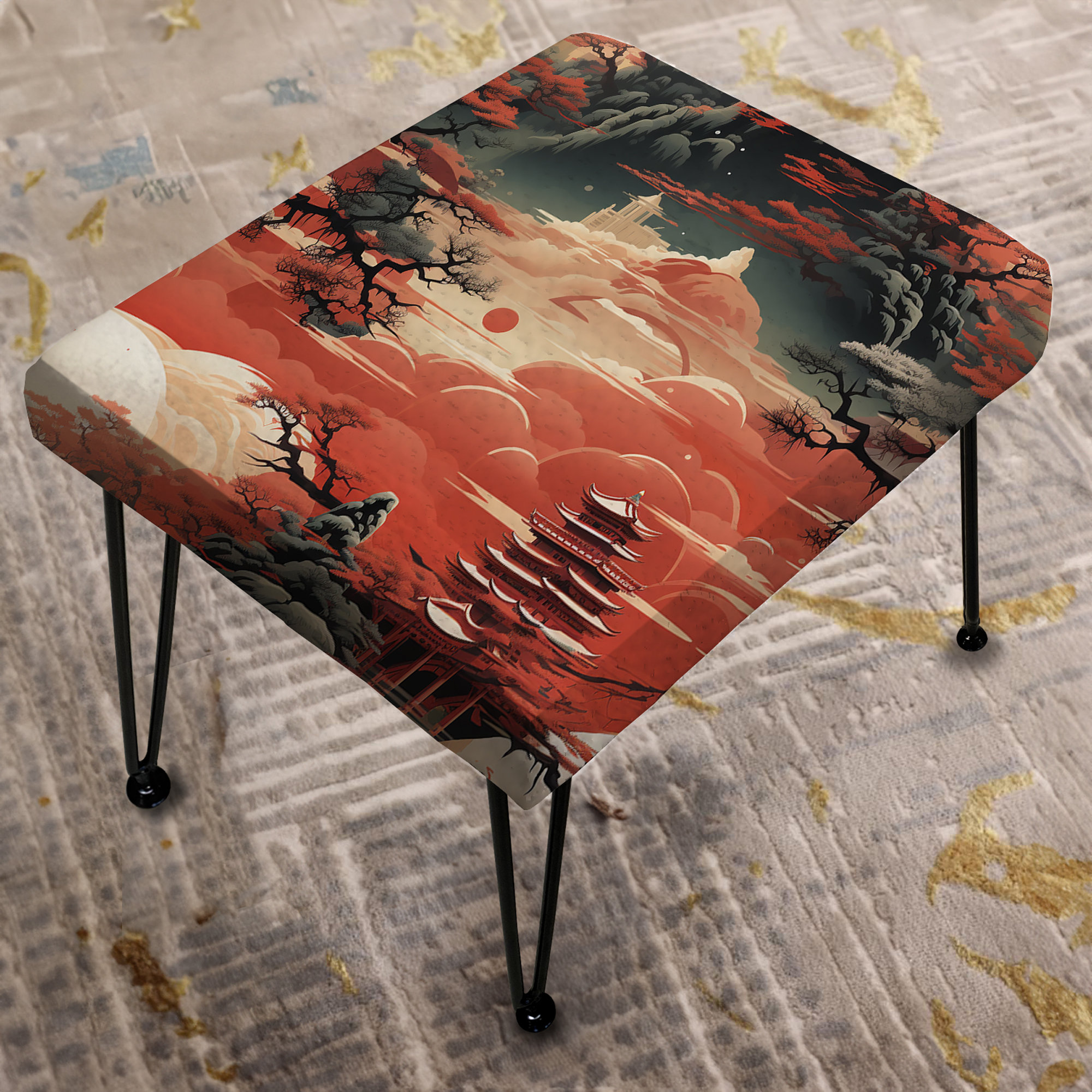 Design Art Light Red Torii Gate Japanese Pattern - Japanese Rectangle ...