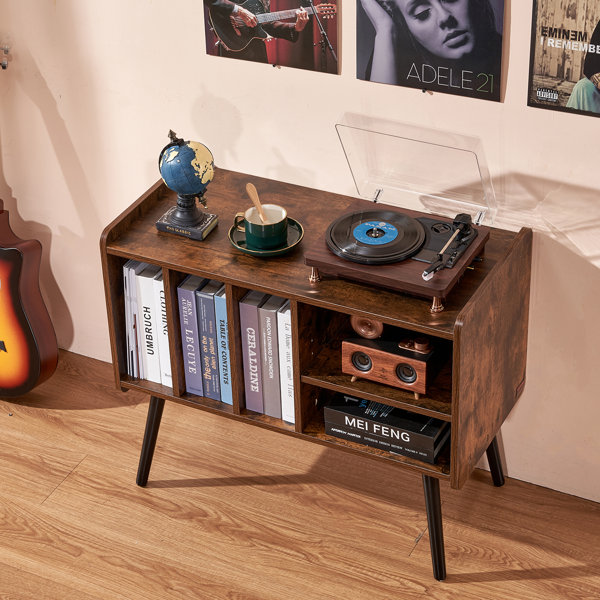 VEVOR Record Player Stand 2 Tiers Wooden Turntable Stand with 3 ...