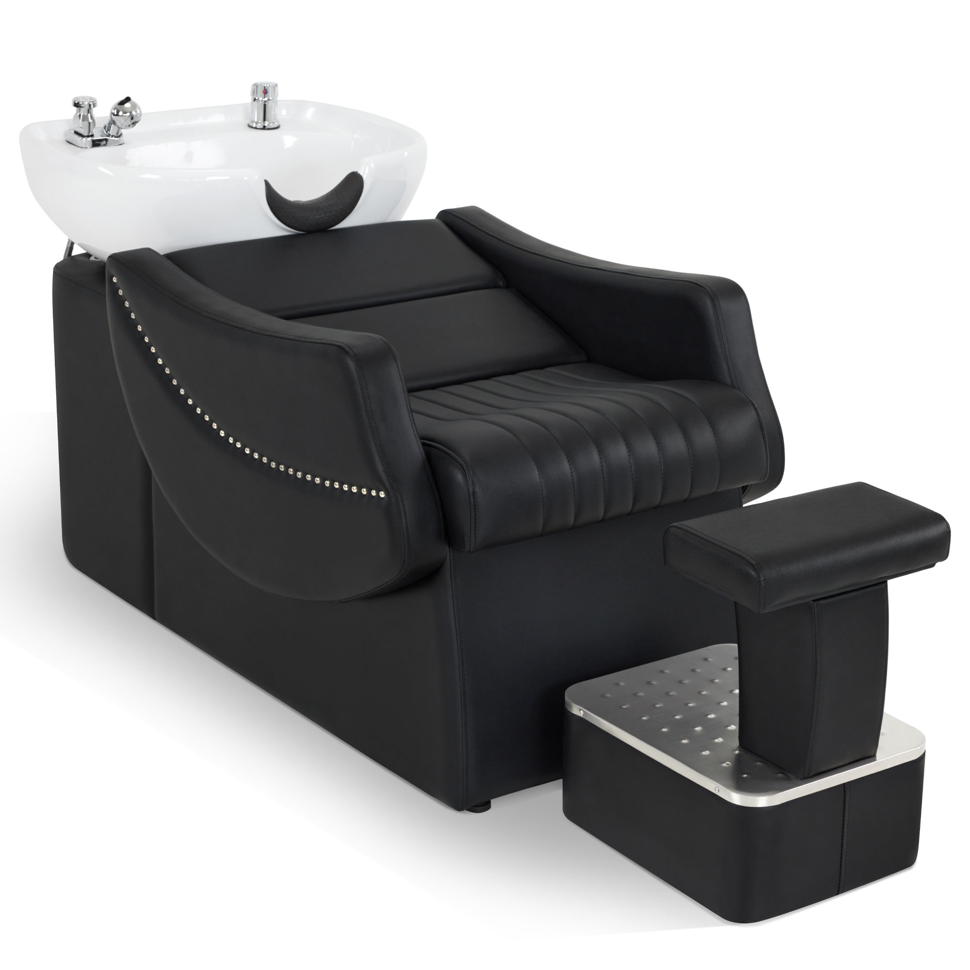 Inbox Zero Backwash Shampoo Chair with Ceramic Shampoo Bowl For Home ...