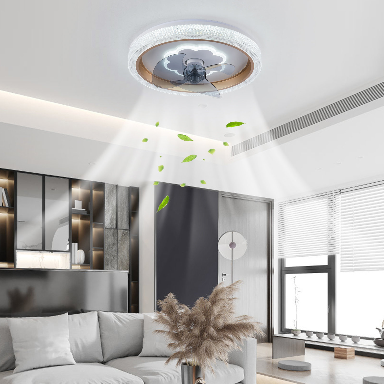 Wrought Studio™ 18" Chelston 3 - Blade LED Flush Mount Ceiling Fan with ...