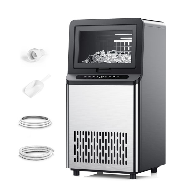 Euhomy Commercial Ice Maker Machine, 100lbs/24h Stainless Steel Under ...