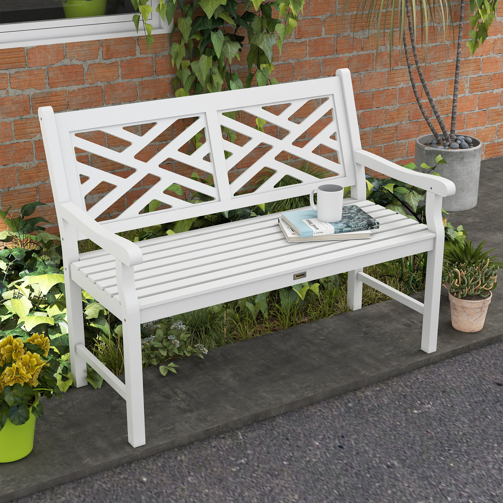 Lark Manor™ Heriberto 43.25" Outdoor Garden Bench, Wooden Bench, Poplar ...
