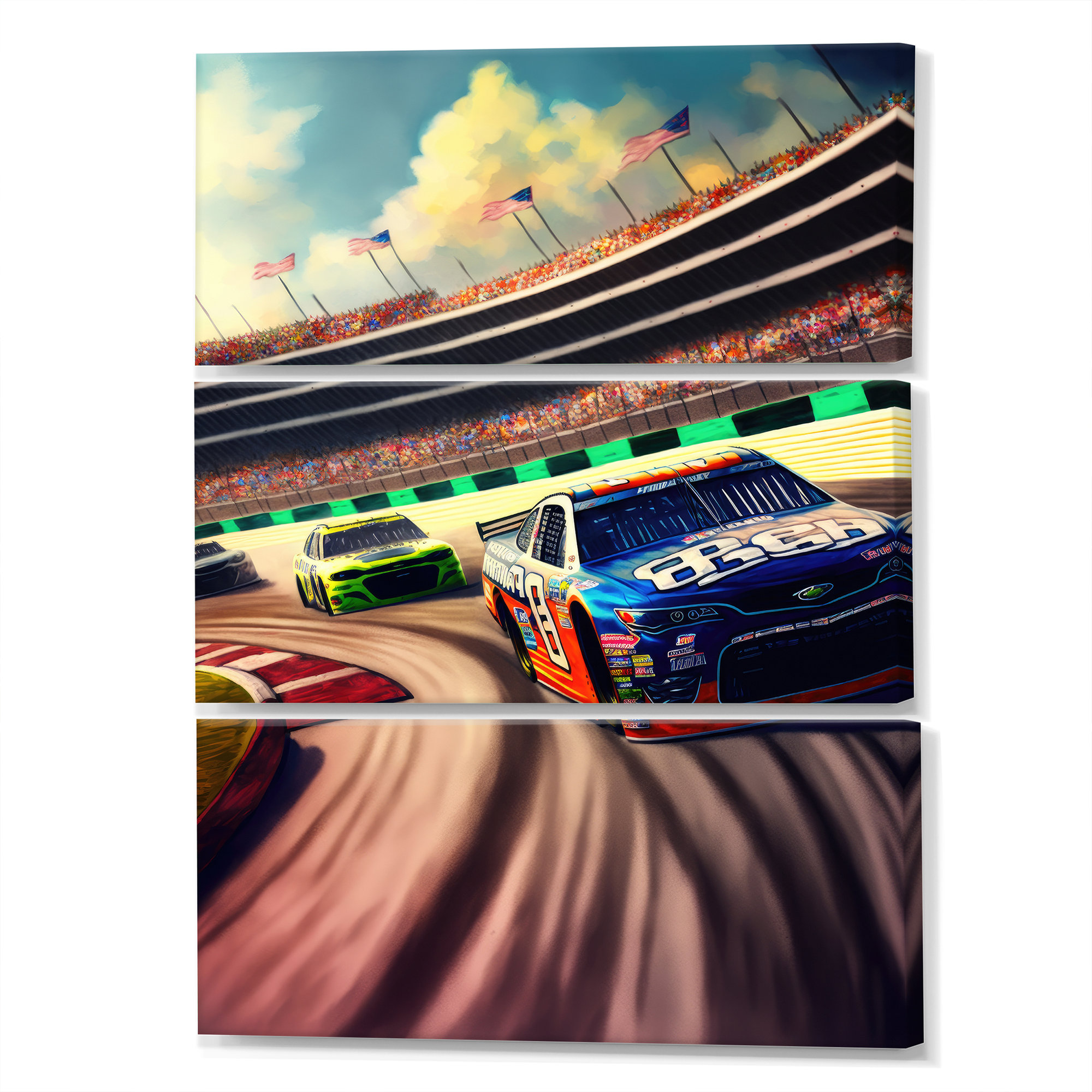 17 Stories Charitini Daytona Stock Car Racing Last Lap I 3 Pieces | Wayfair