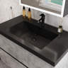 FAMYYT 24 In. Single Sink Floating Gray Bath Vanity With Black Quartz ...